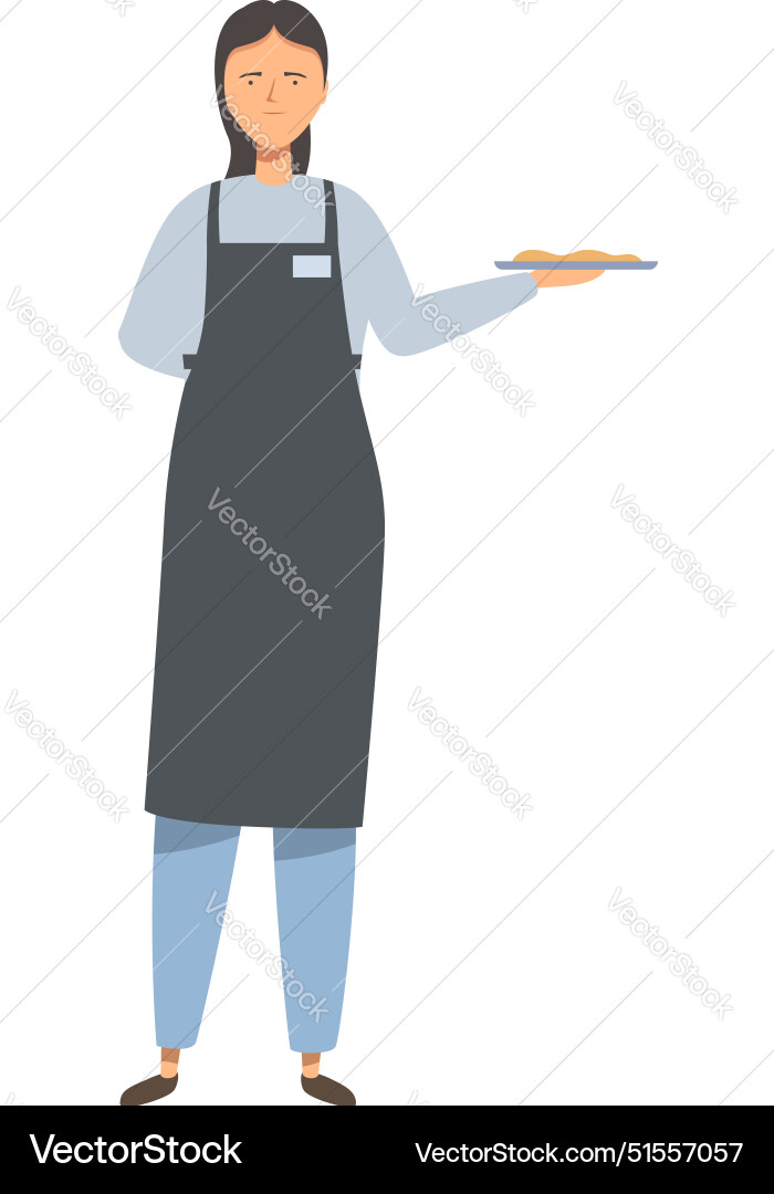 Waitress is holding a tray with food ready Vector Image