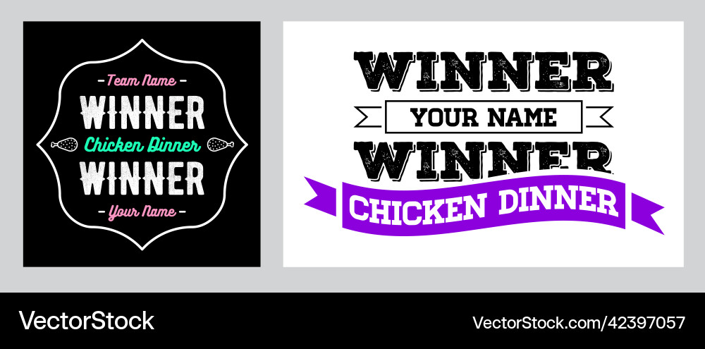 Winner chicken dinner typographic gaming Vector Image
