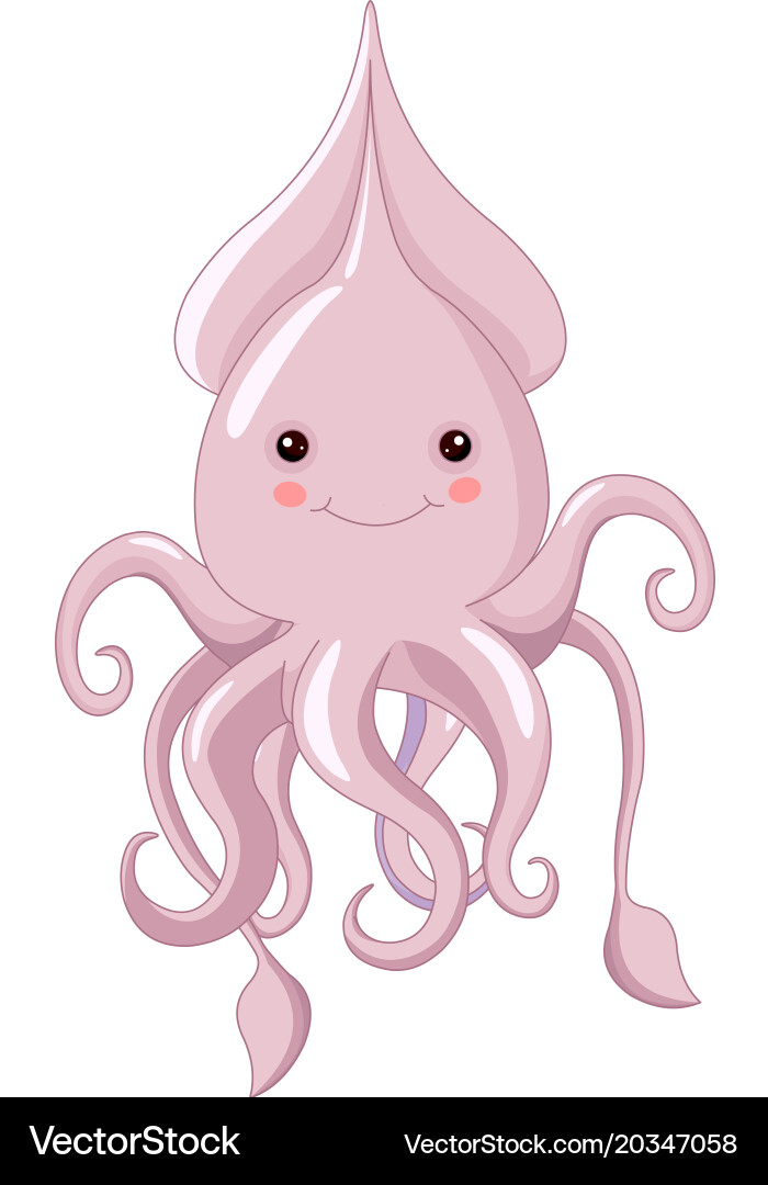 Adorable Squid Cartoon Royalty Free Vector Image