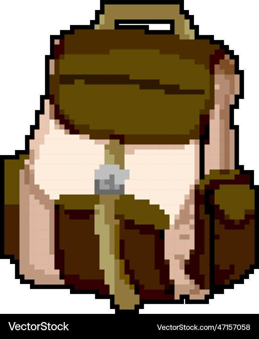 Backpack bag camp game pixel art Royalty Free Vector Image