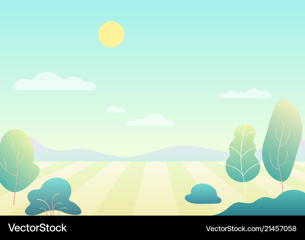 Fantasy simple cartoon summer field with tree Vector Image