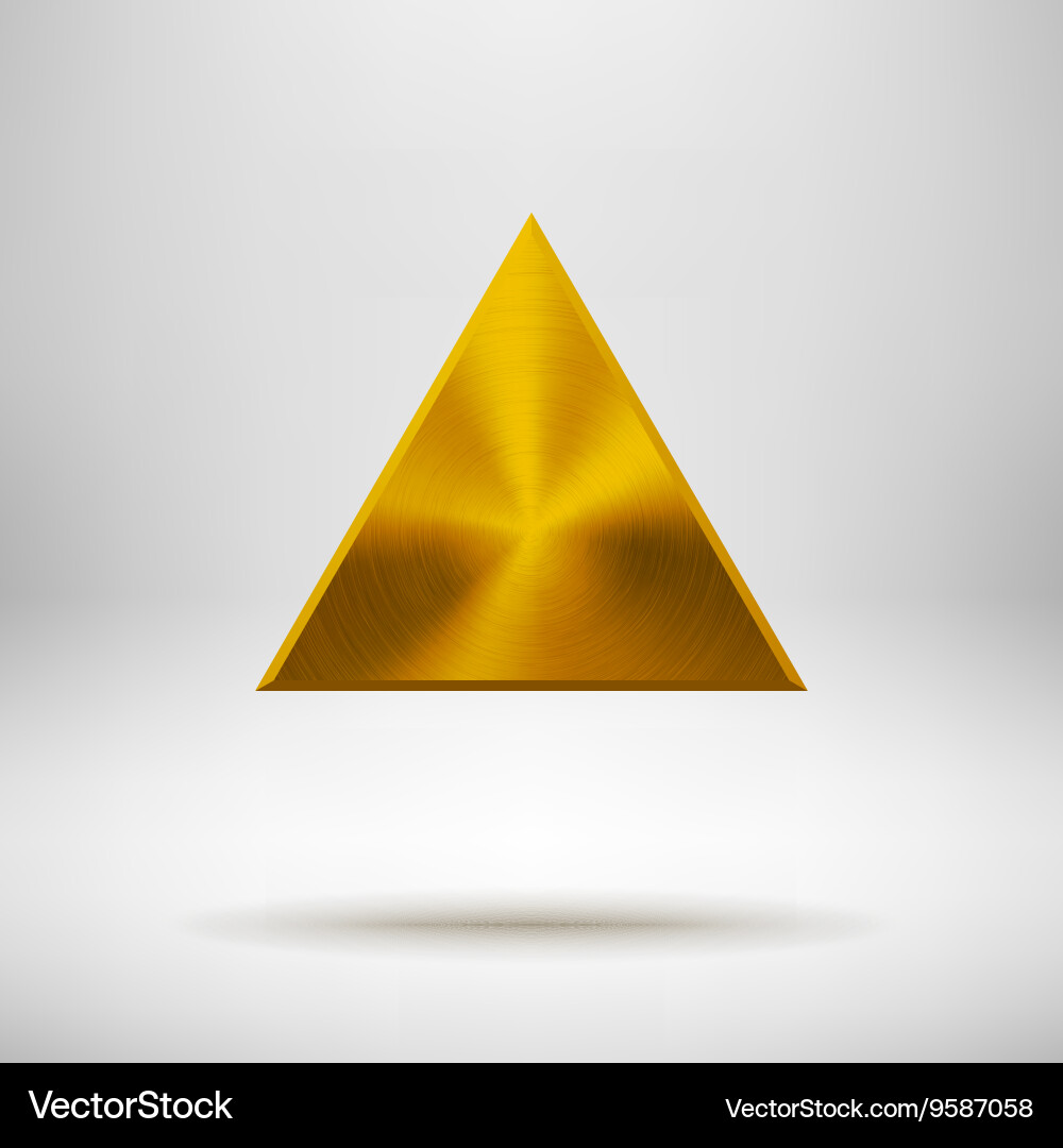 Gold abstract triangle button template Royalty Free Vector