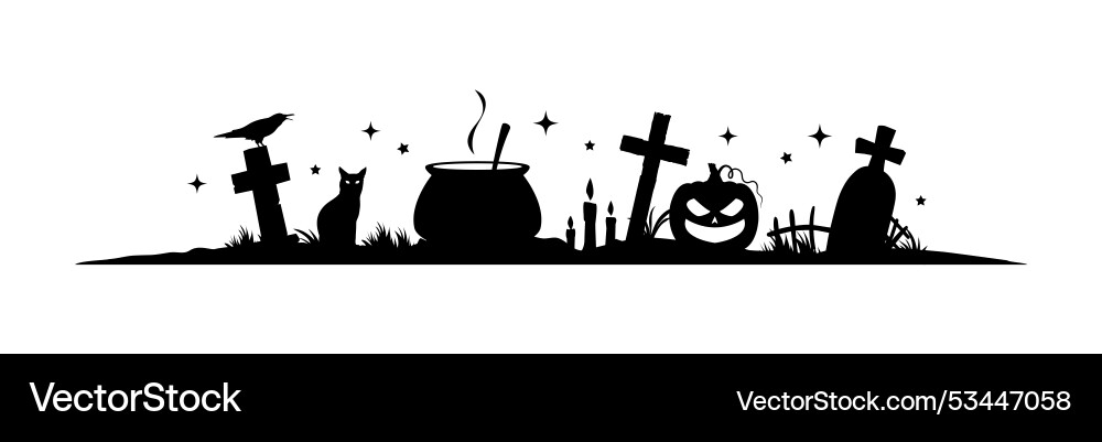 Halloween black frame border and creepy divider Vector Image