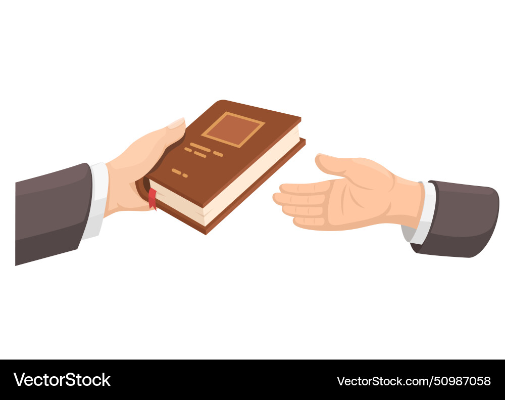 Hand giving book cartoon Royalty Free Vector Image