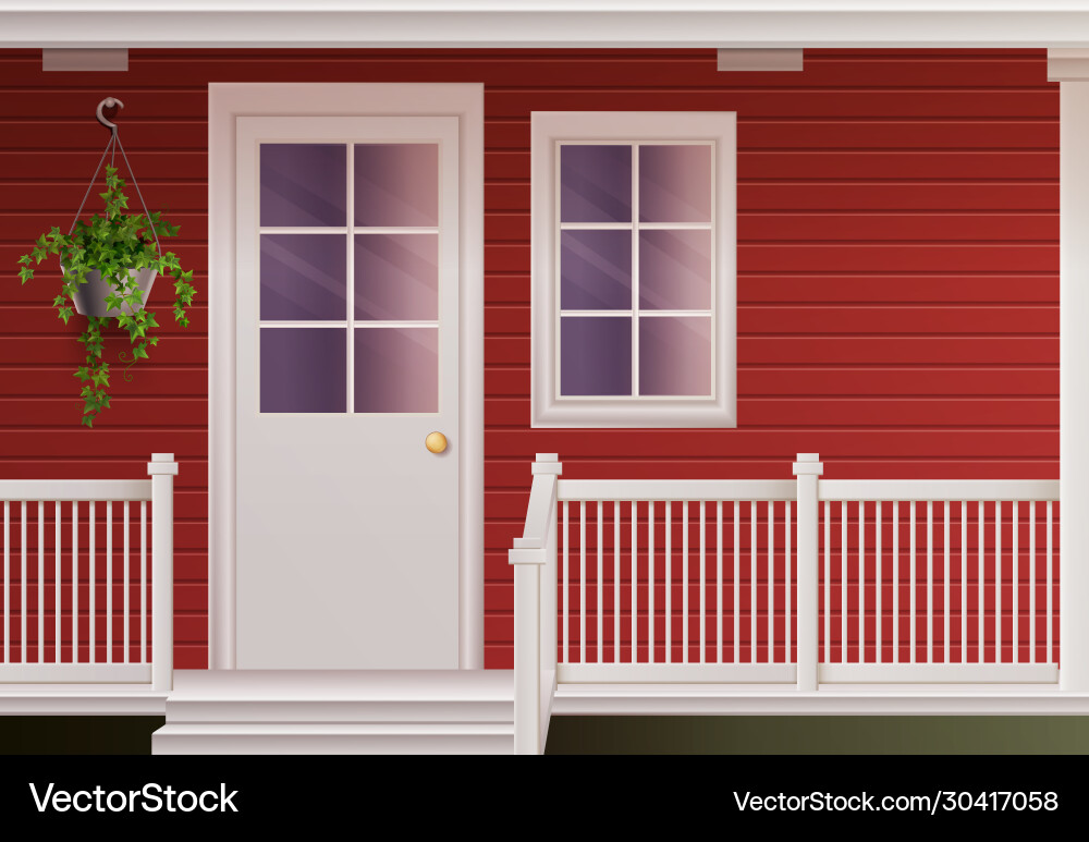 House facade with fenced terrace Royalty Free Vector Image