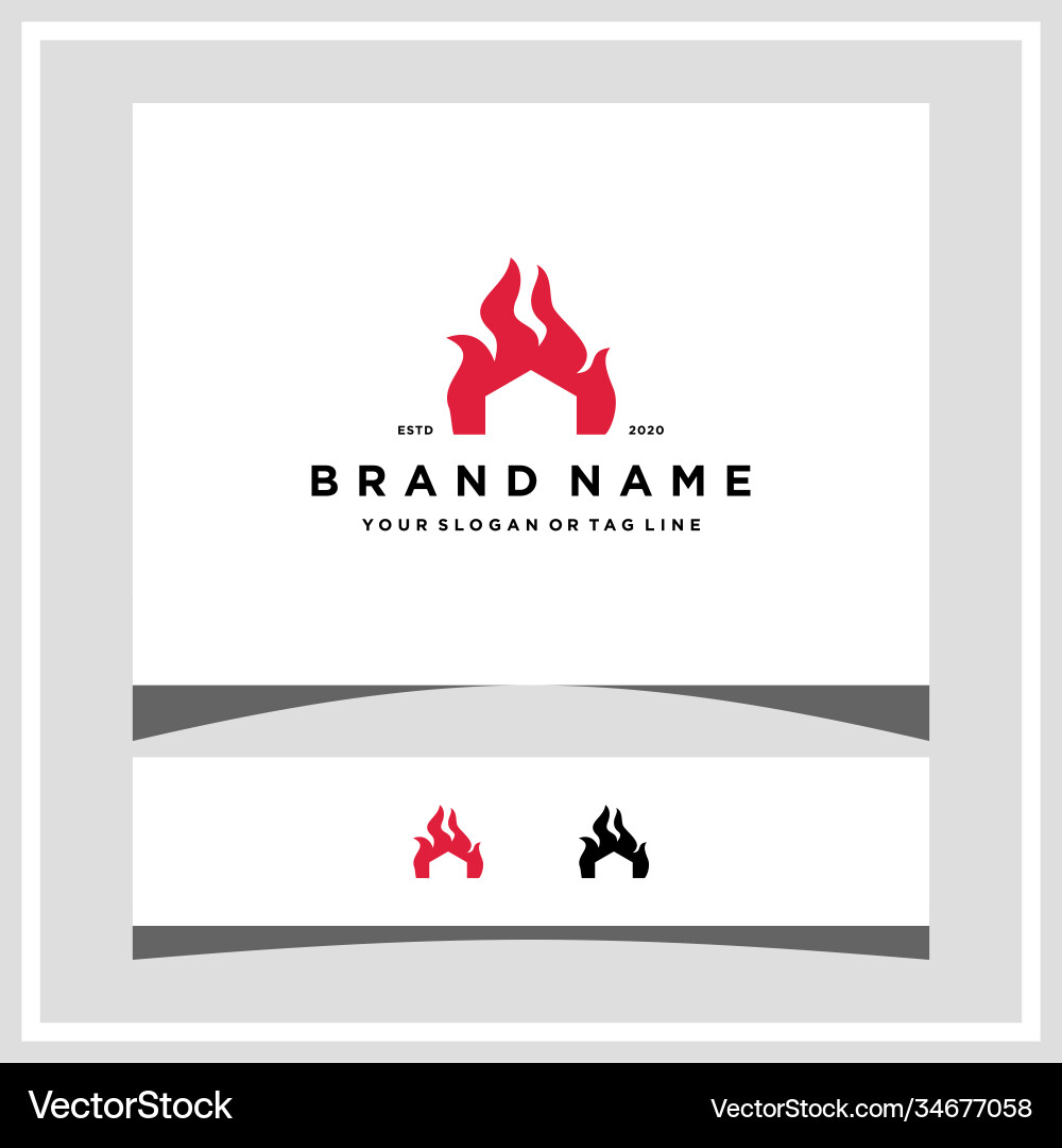 House fire logo design concept Royalty Free Vector Image