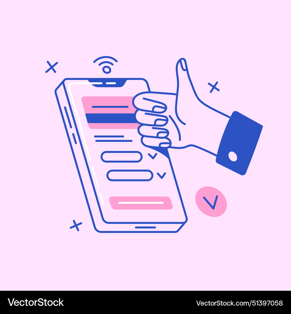 Right input data to success cashless payment Vector Image