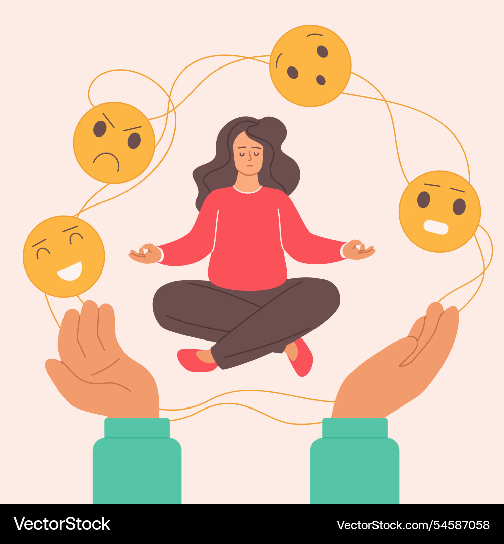 Self discipline and emotion control hands Vector Image