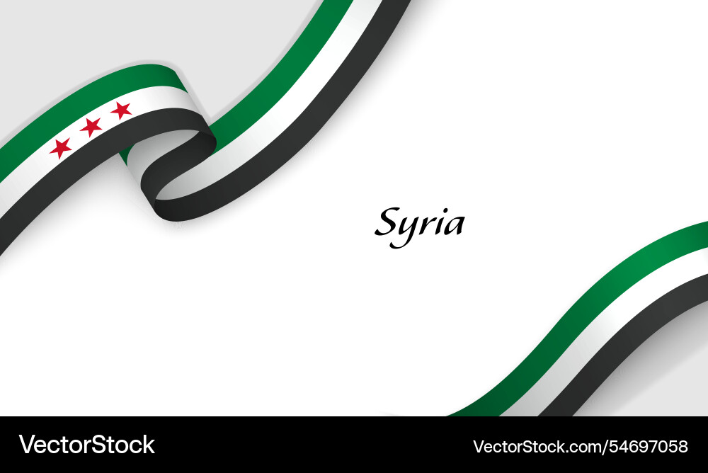 Syria flag ribbon design with text Royalty Free Vector Image