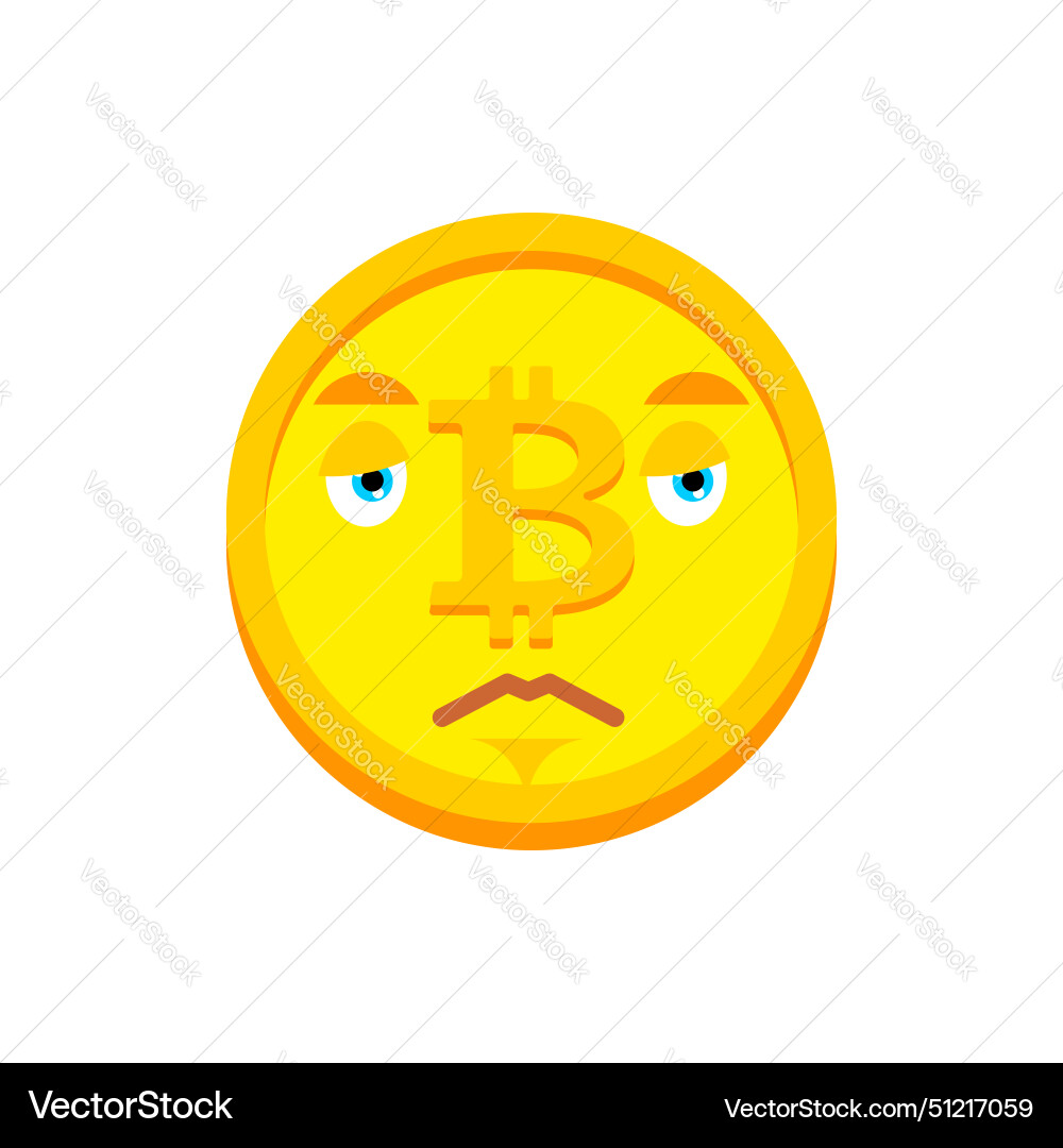 Bitcoin sad emoji cryptocurrency sorrowful Vector Image