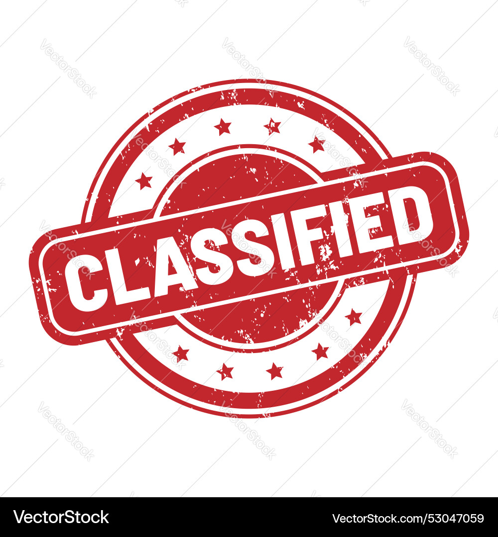 Classified round stamp icon grunge distressed Vector Image