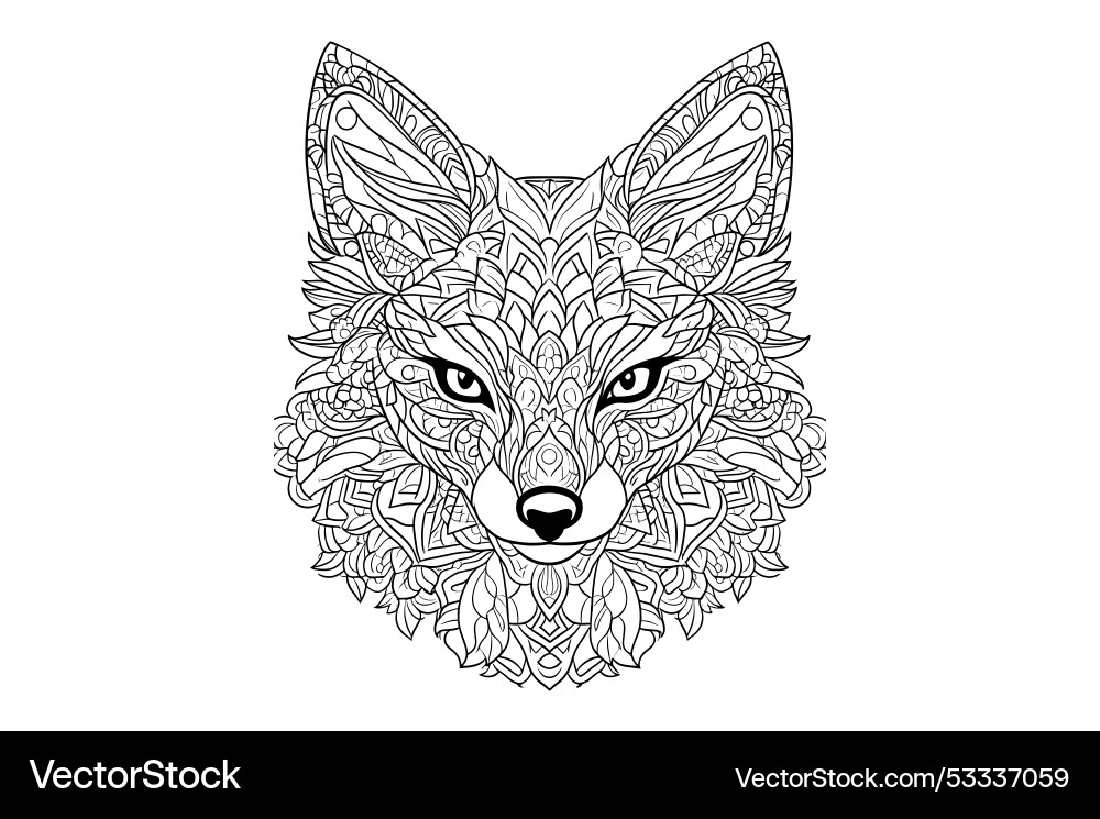 Coloring page for kids wolf head Royalty Free Vector Image