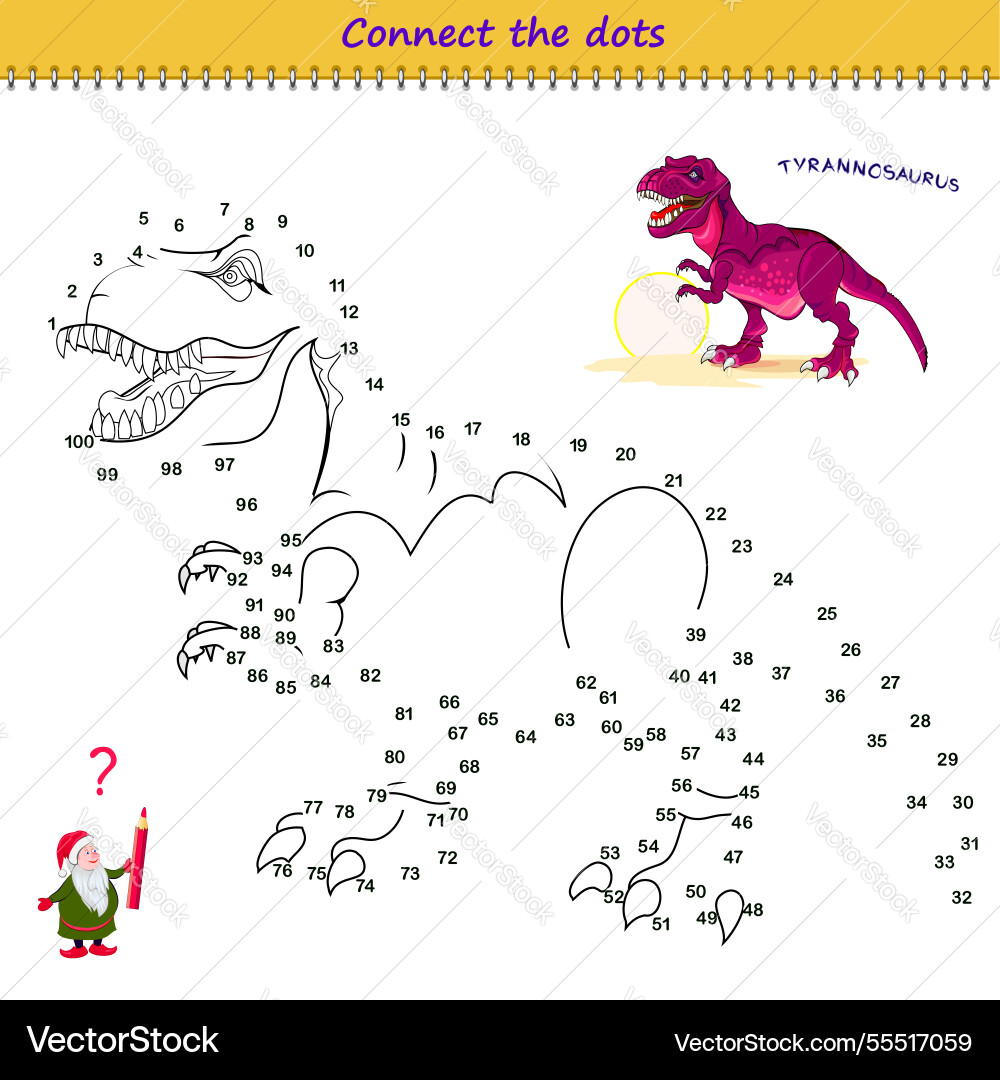 Connect the dots from 1 to 100 and draw Royalty Free Vector