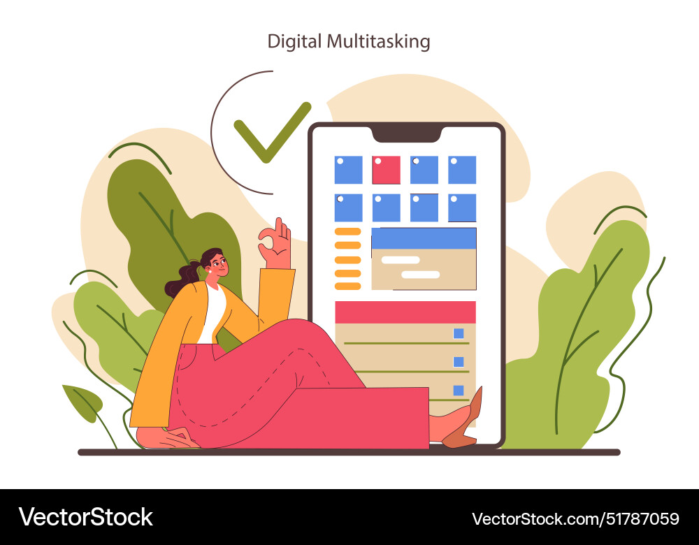 Digital multitasking effective and competent Vector Image