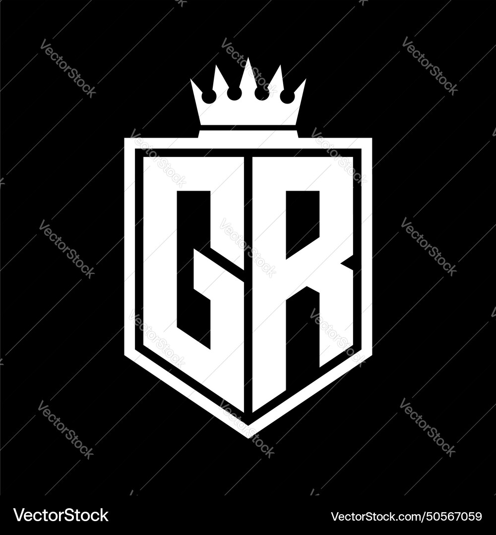 Gr logo monogram bold shield geometric shape Vector Image