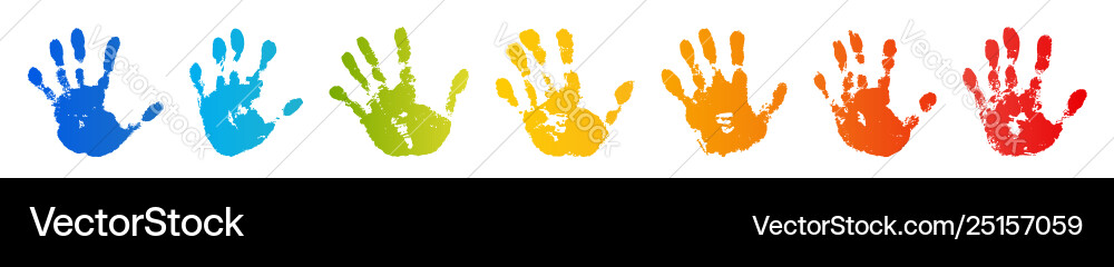 Hand rainbow print isolated on white background Vector Image