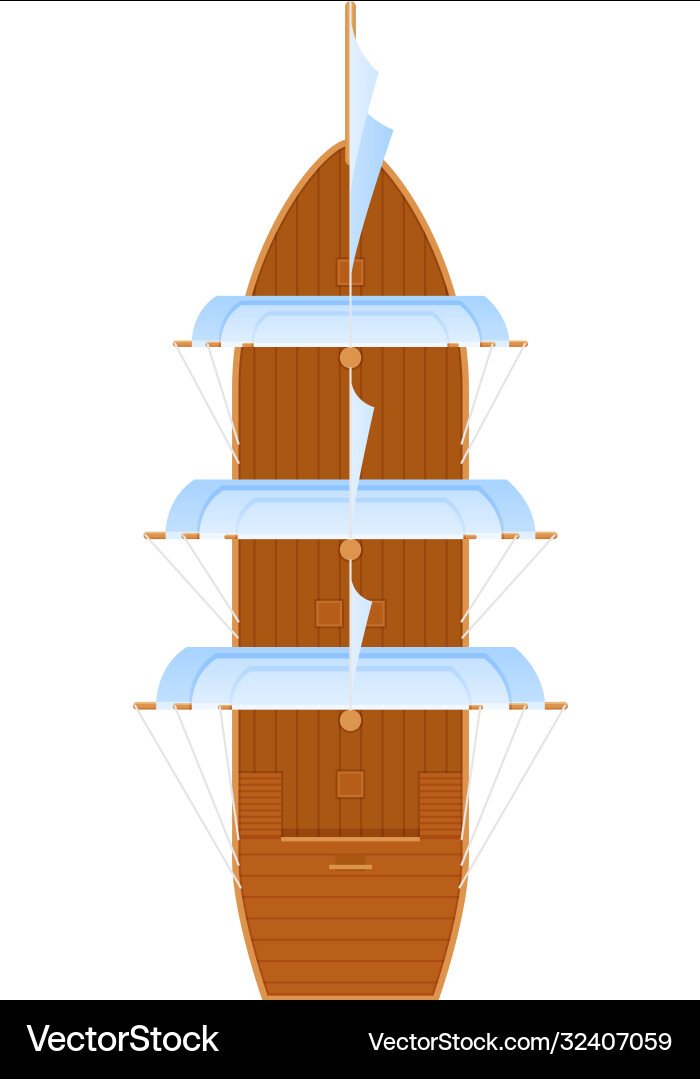 Multi-vaulted ancient wooden ship sea transport Vector Image