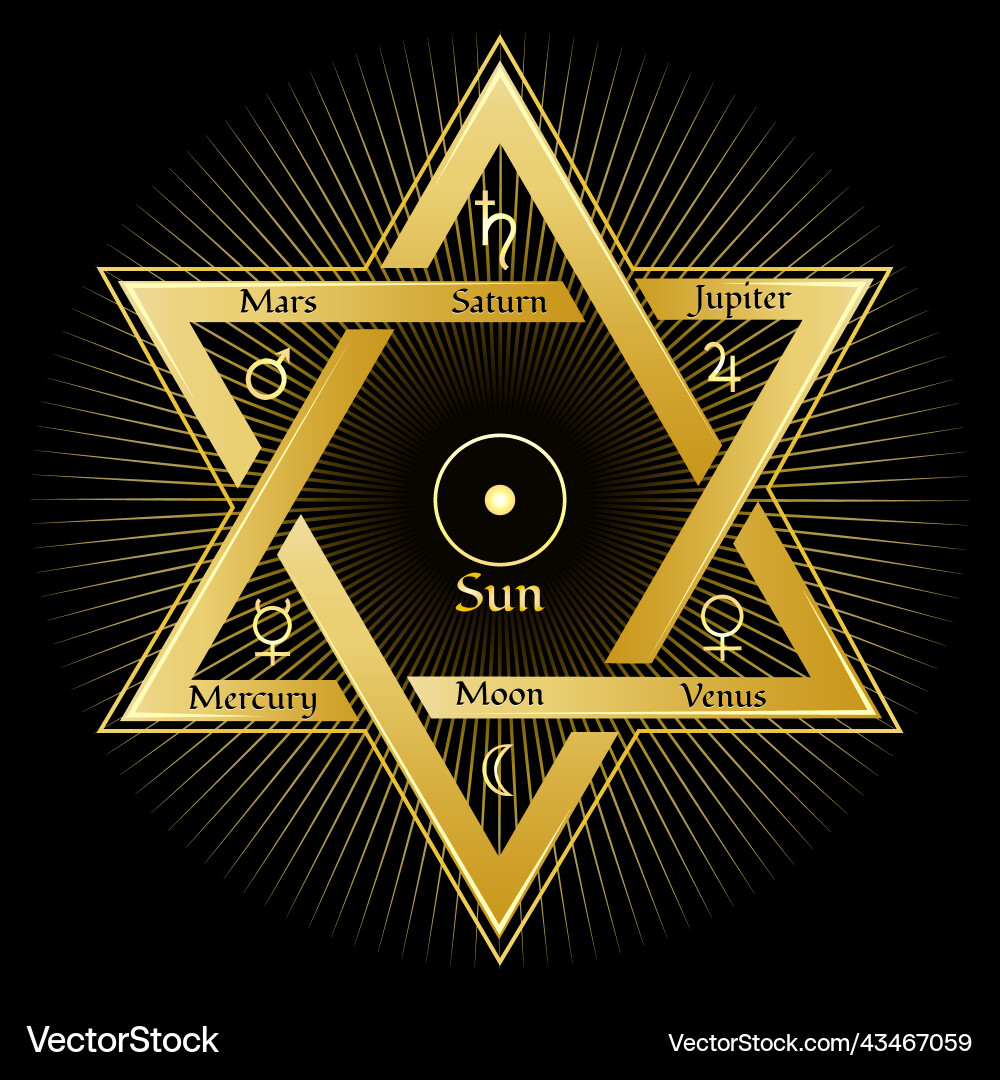 Solomon's Hexagram: Astrological Symbols Vector Image
