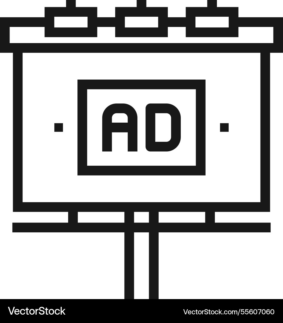 Ad campaign flat line web icon concept Royalty Free Vector
