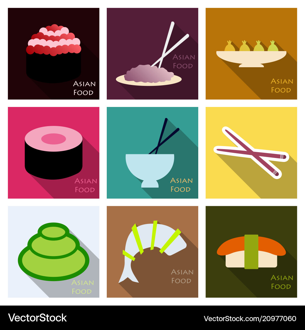 Asian food background poster Royalty Free Vector Image