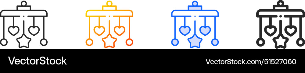 Crib mobile iconthin linear gradient blue stroke Vector Image