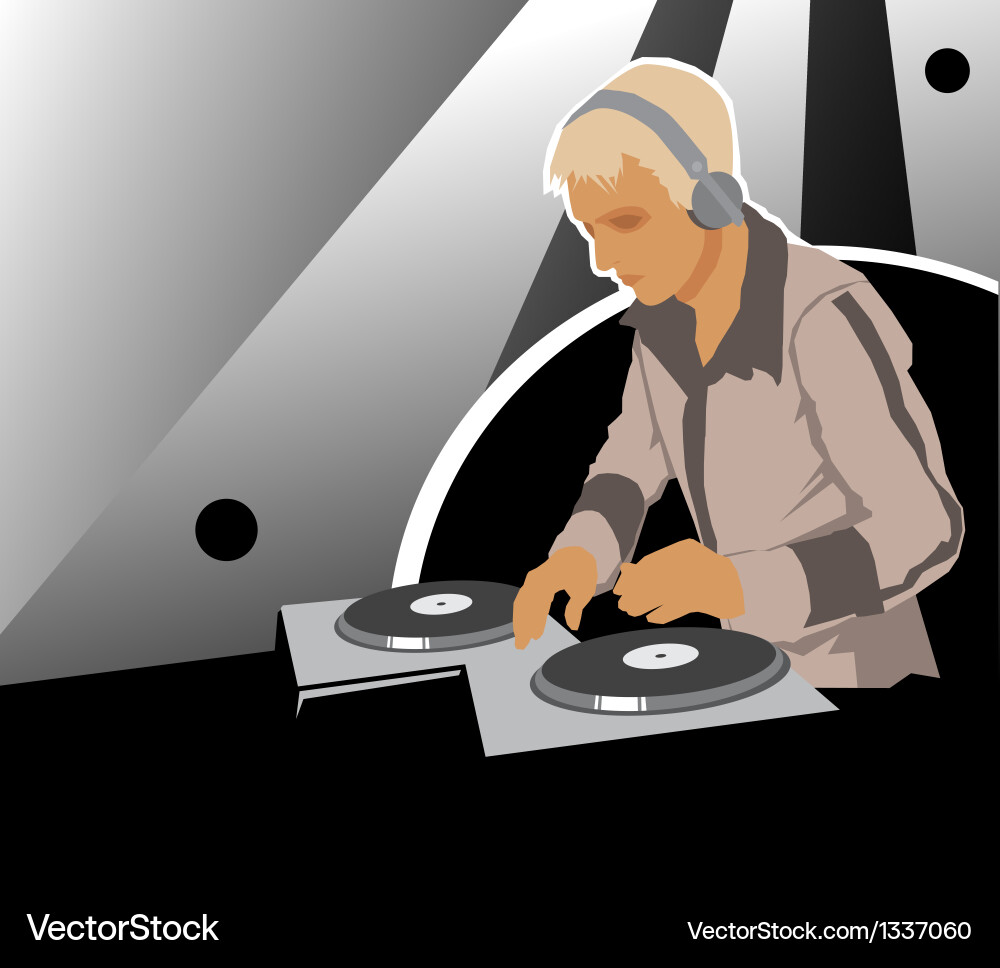 Dj with sound equipment Royalty Free Vector Image