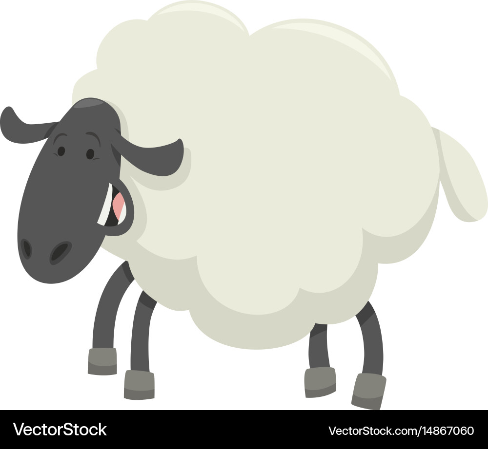 Happy sheep animal character Royalty Free Vector Image