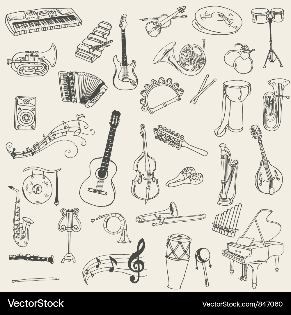 Jazz Instruments Drawing