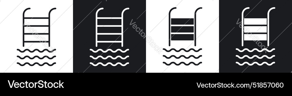 Swimming pool icon set in black and white filld Vector Image