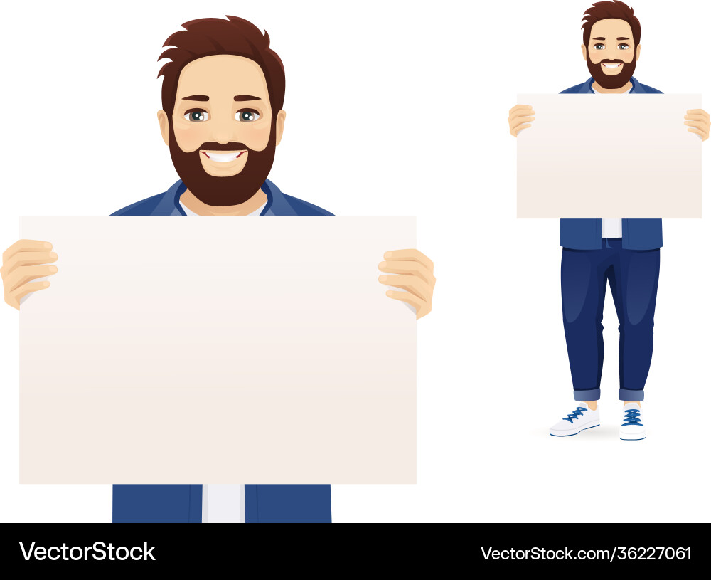 Big man presenting Royalty Free Vector Image - VectorStock