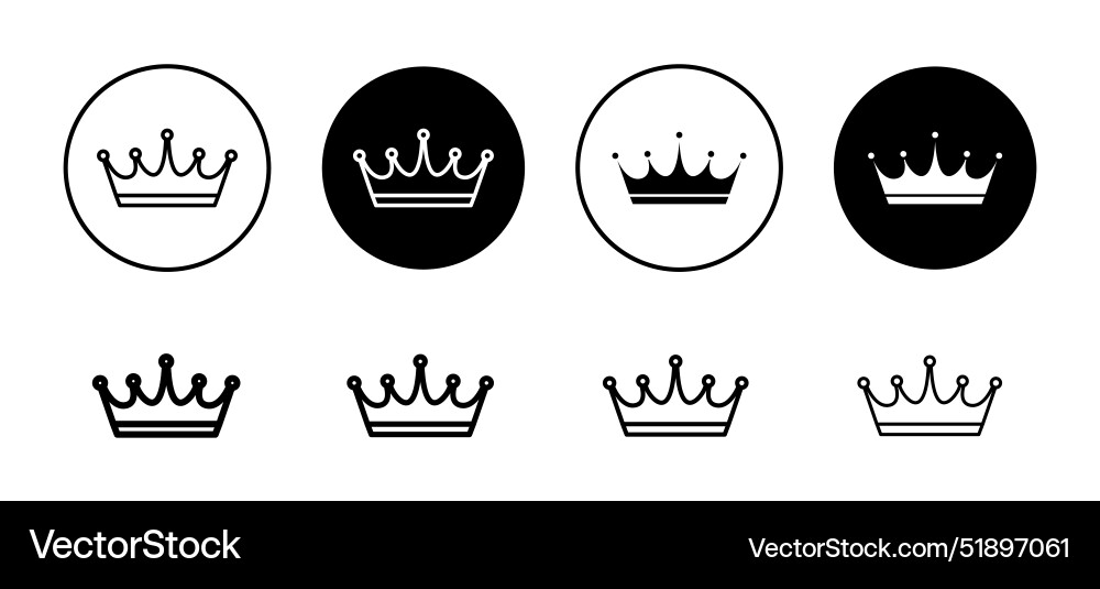 Crown icon set collection for web Royalty Free Vector Image