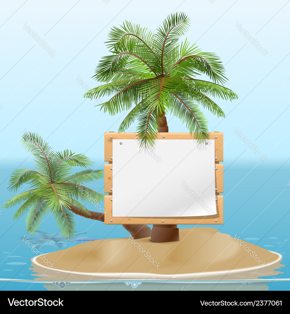 Island with signboard Royalty Free Vector Image
