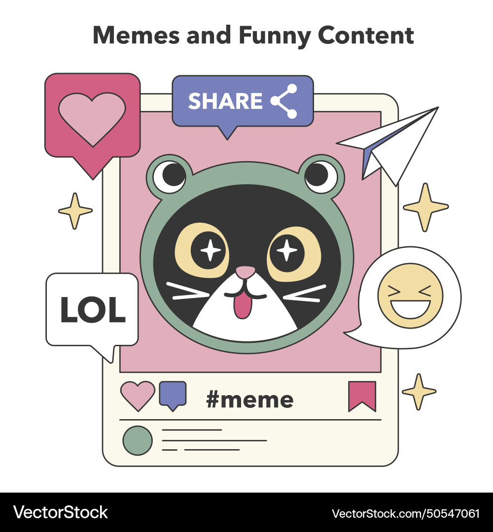 Memes and funny content theme flat Royalty Free Vector Image