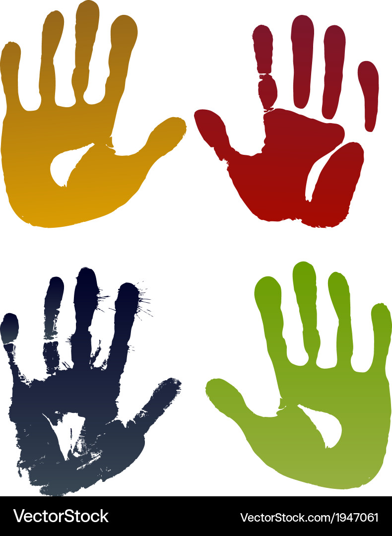 Old woman four hand prints Royalty Free Vector Image