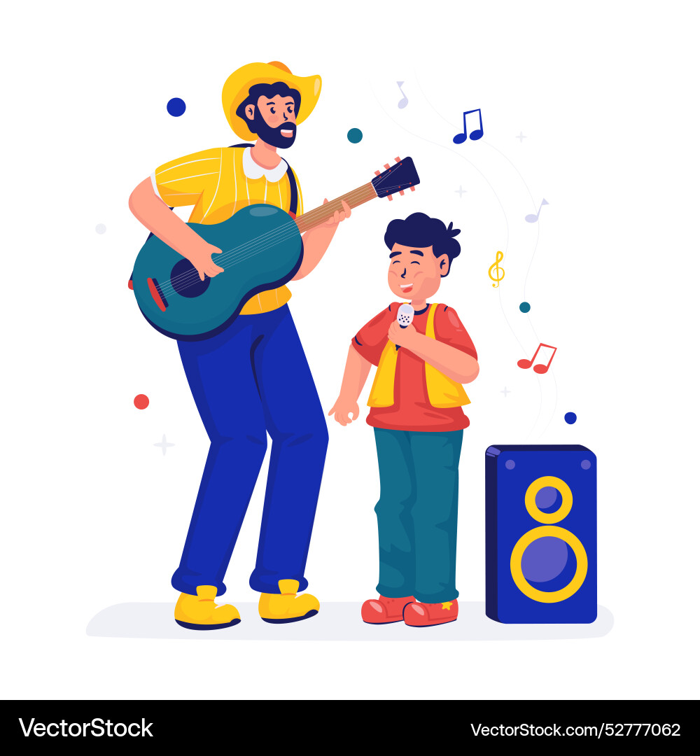 A boy singer live music Royalty Free Vector Image