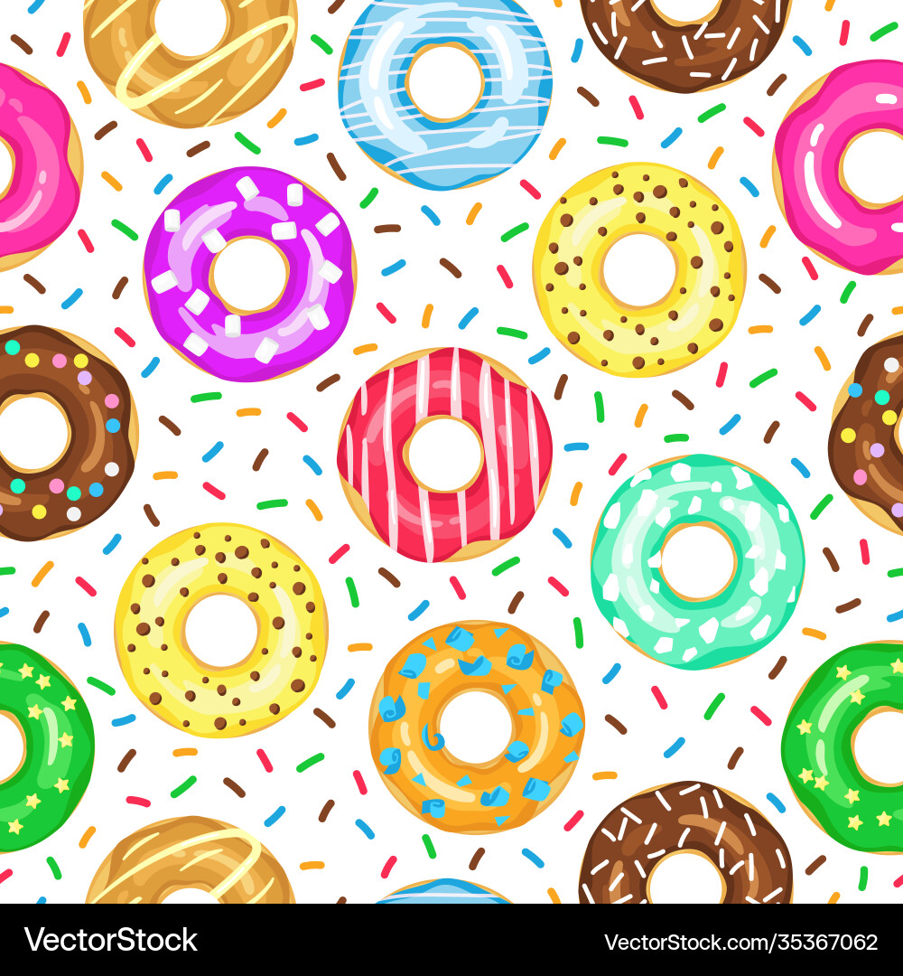 Colorful Glazed Donuts Pattern Royalty Free Vector Image