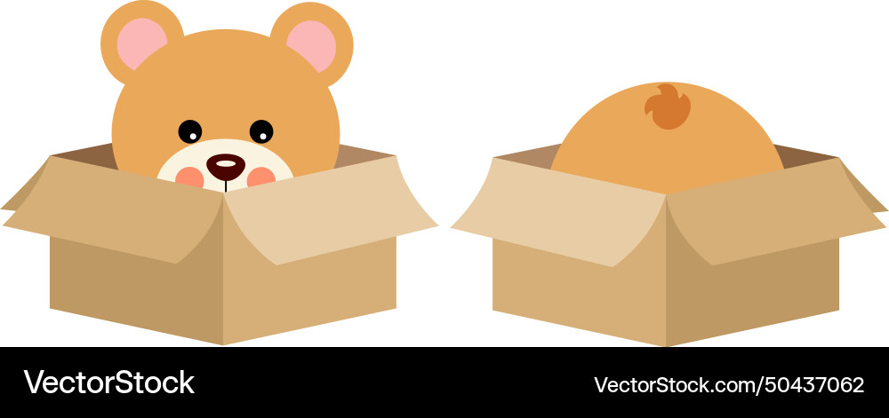 Cute teddy bear in cardboard box Royalty Free Vector Image