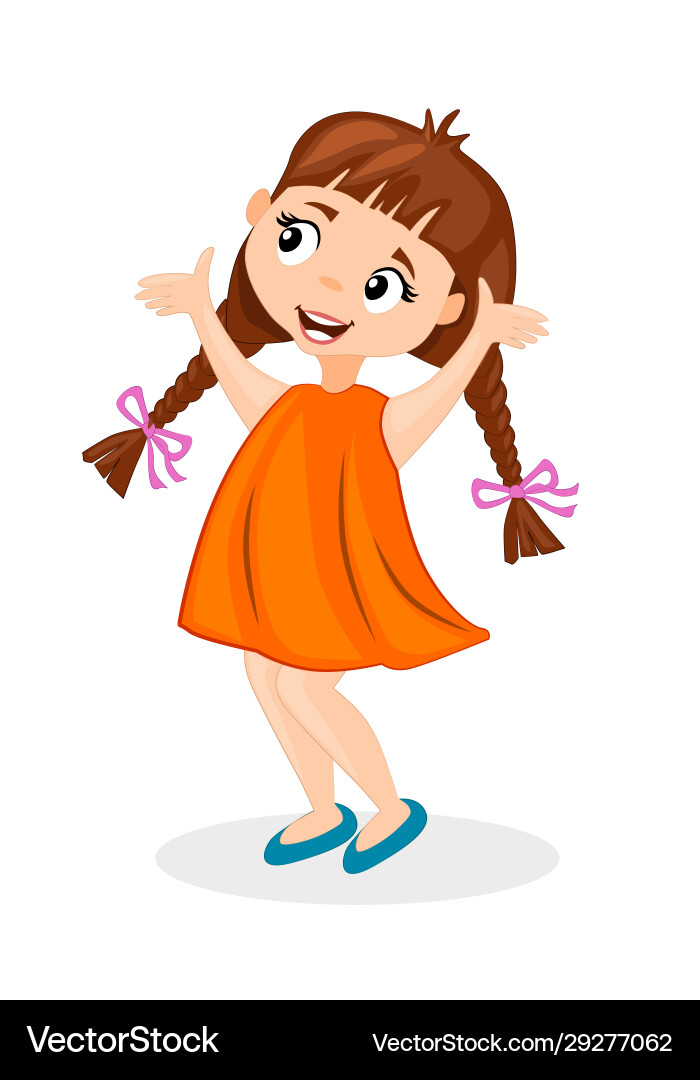 Happy Little Girl Cartoon