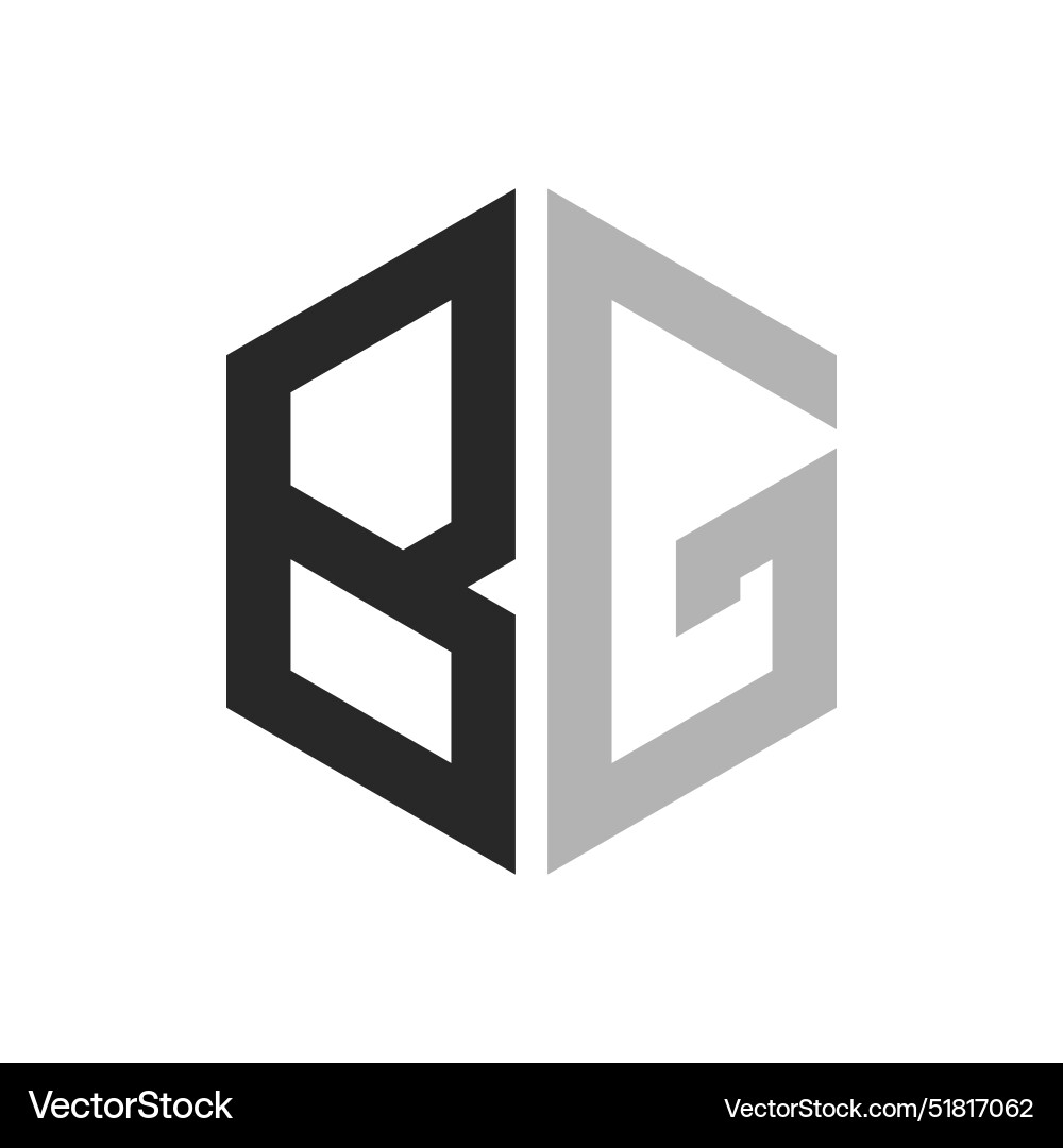 Modern unique hexagon letter bg logo design Vector Image