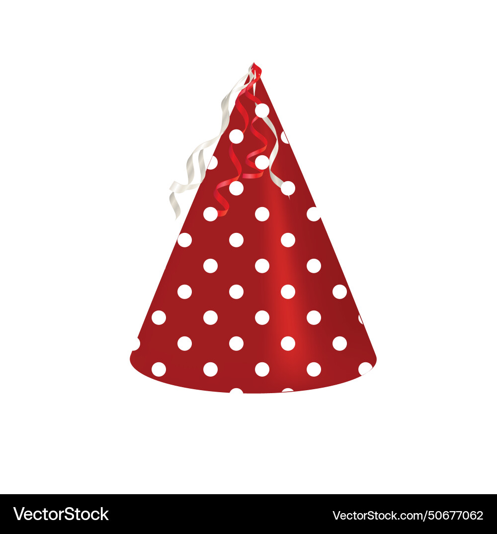 Red party hat with polka dot pattern Royalty Free Vector