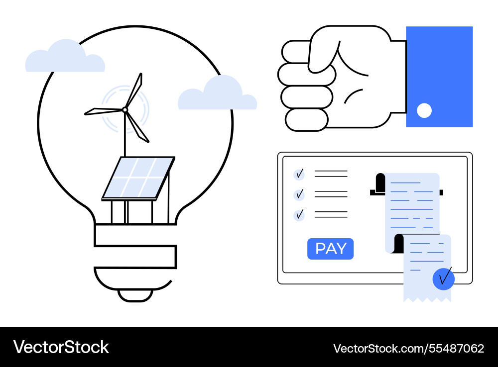 Smart energy solutions wind and solar power Vector Image
