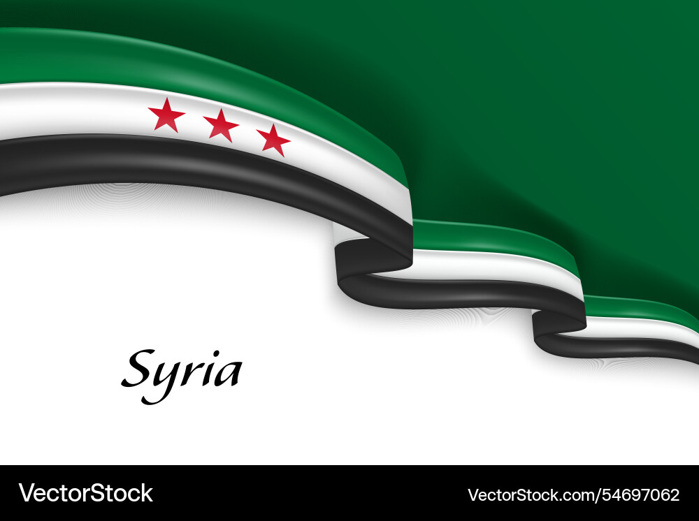 Syria flag ribbon design with text Royalty Free Vector Image
