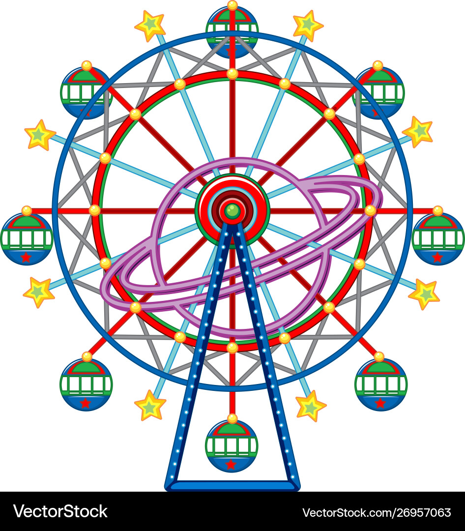 Ferris wheel with yellow stars Royalty Free Vector Image