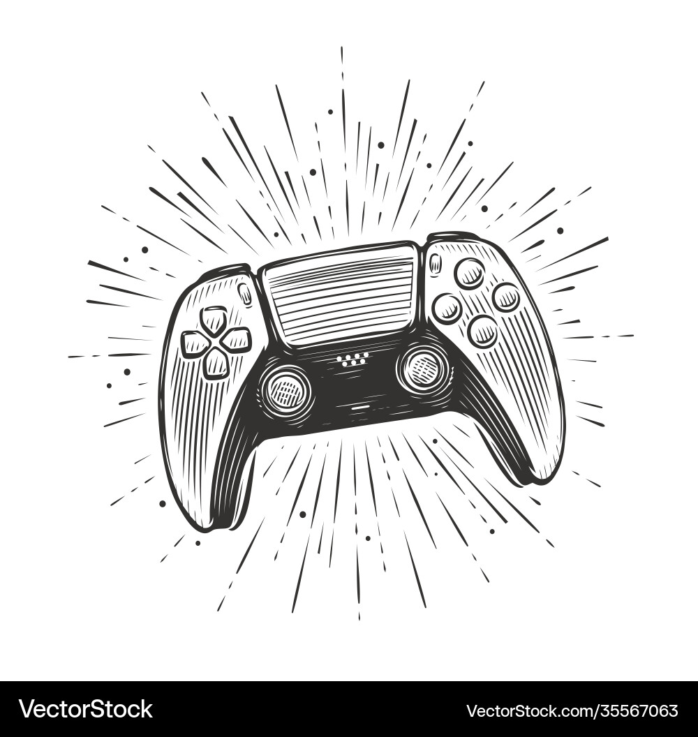 Game controller video gamepad sketch Royalty Free Vector