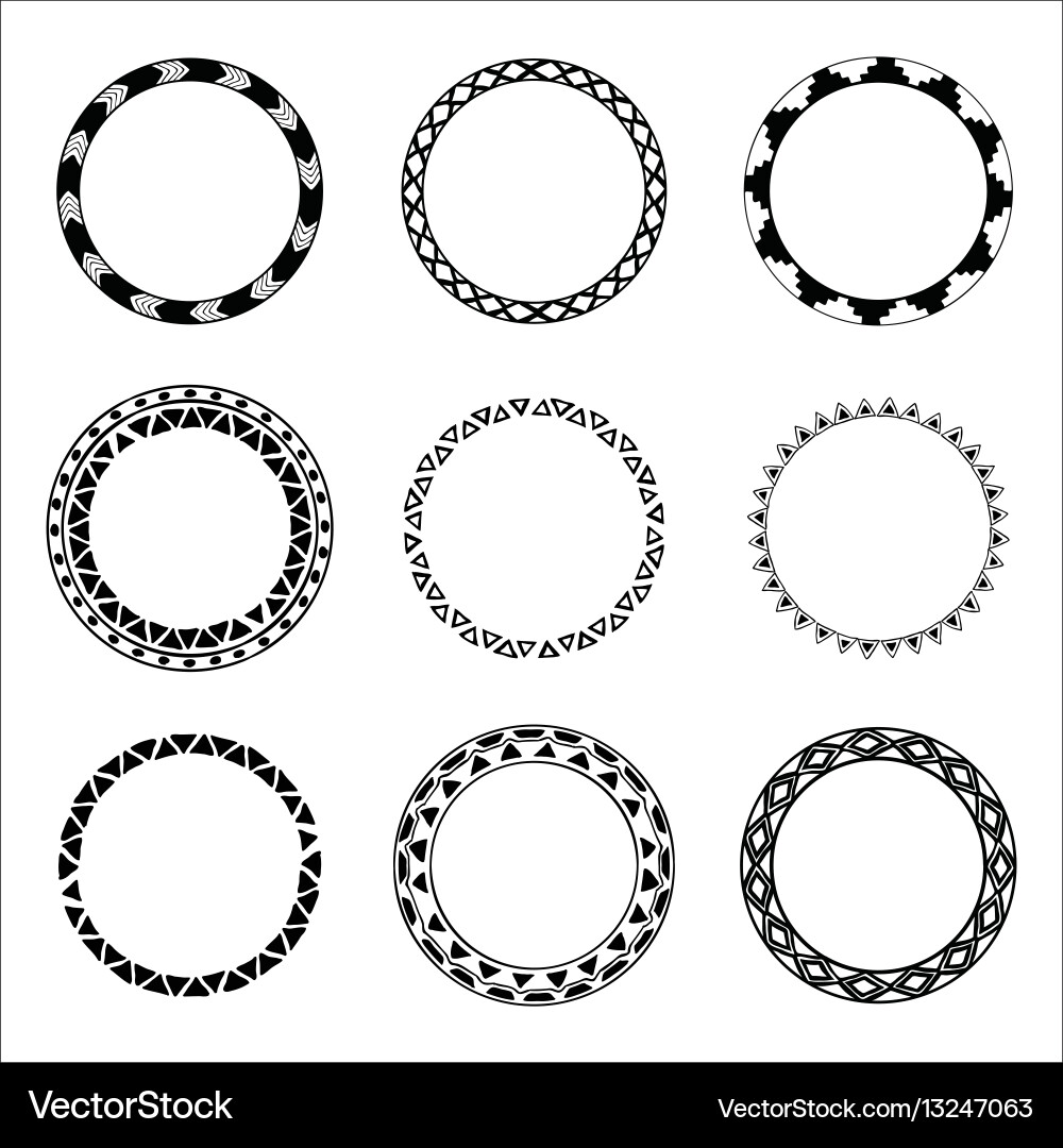 Hand drawn ethnic circles ink collection Vector Image