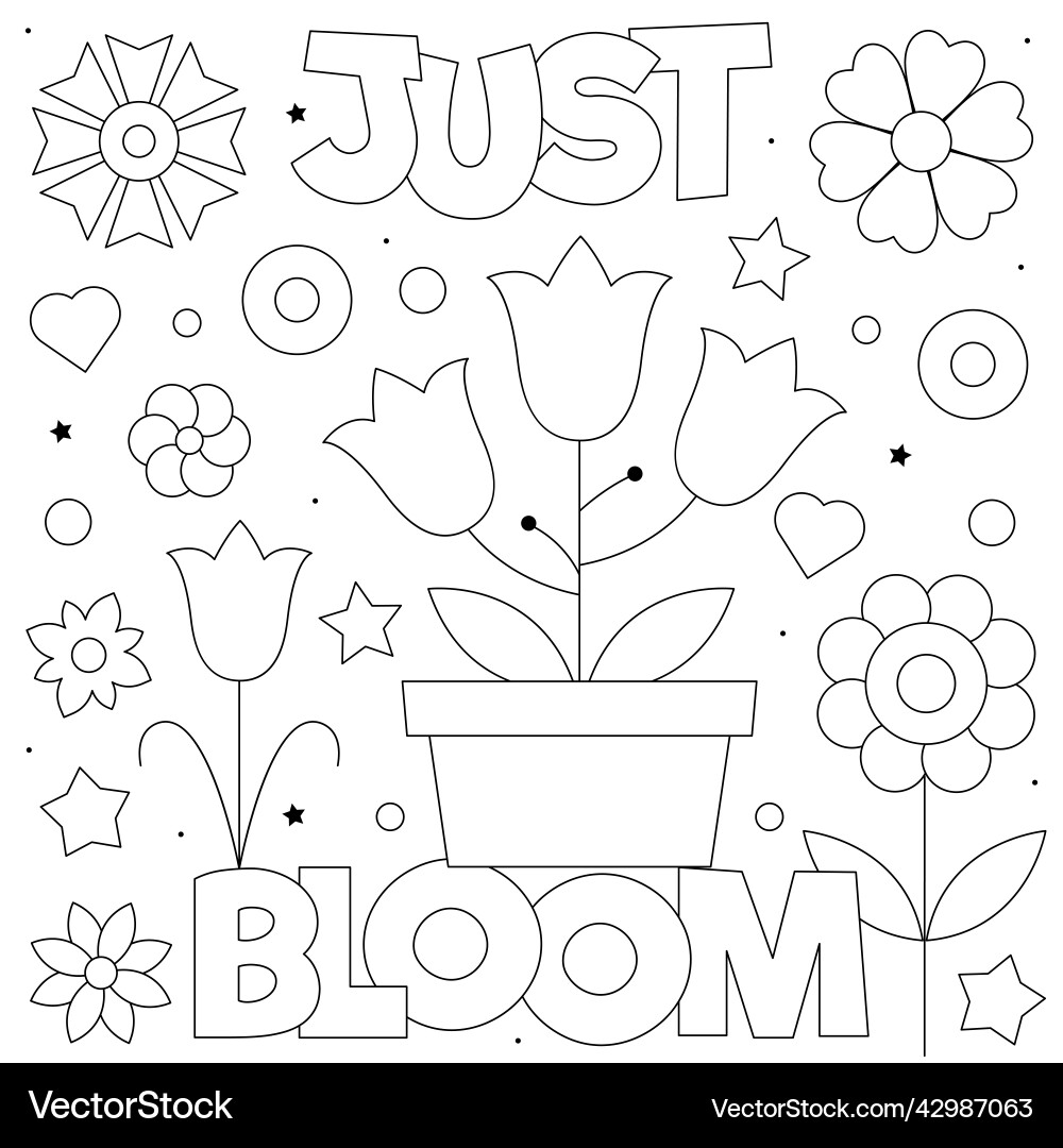 Just bloom coloring page black and white Vector Image