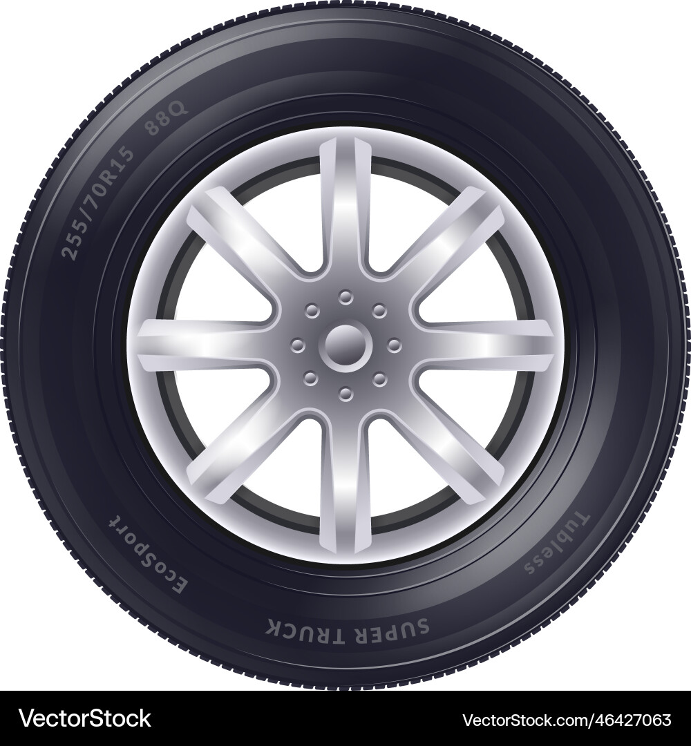 Realistic car wheel Royalty Free Vector Image - VectorStock