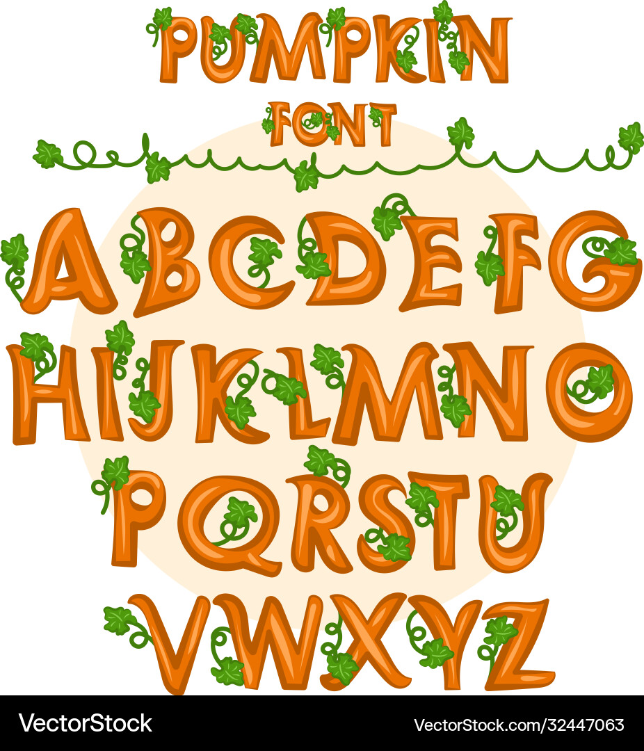 Stylized pumpkin alphabet for autumn theme font Vector Image