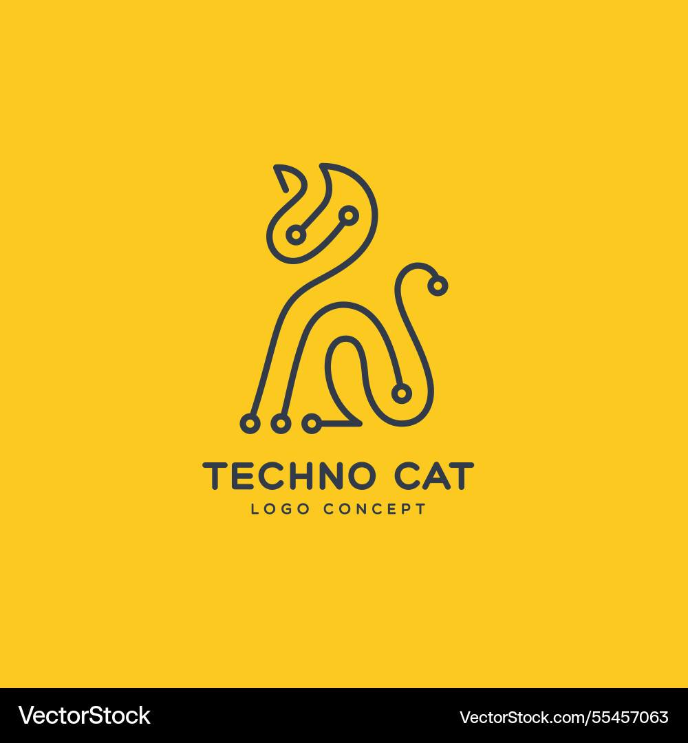 Techno cat logo Royalty Free Vector Image - VectorStock