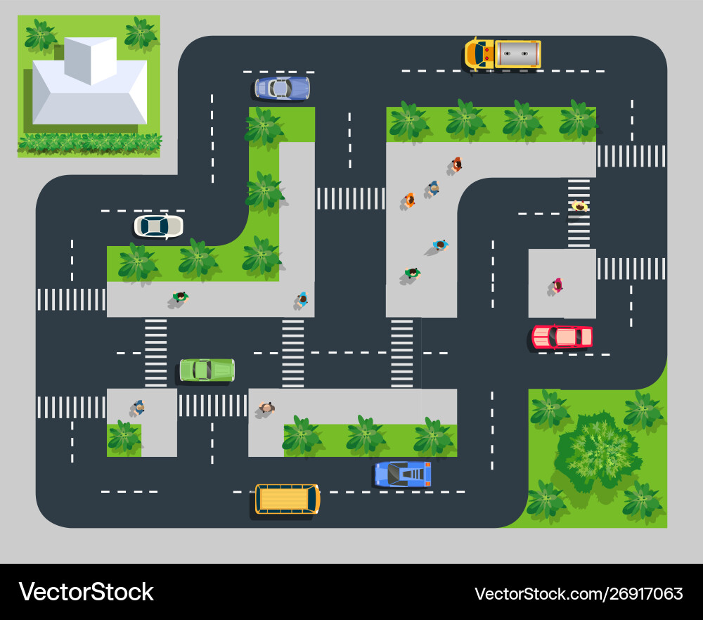 Top view road Royalty Free Vector Image - VectorStock